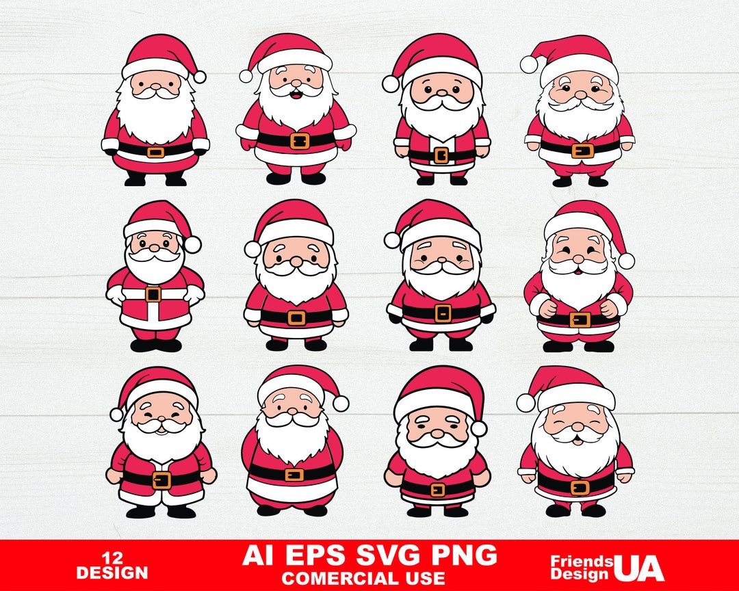 Santa Claus 12 SVG, Santa Silhouette, Santa Smile,vector, Commercial ...