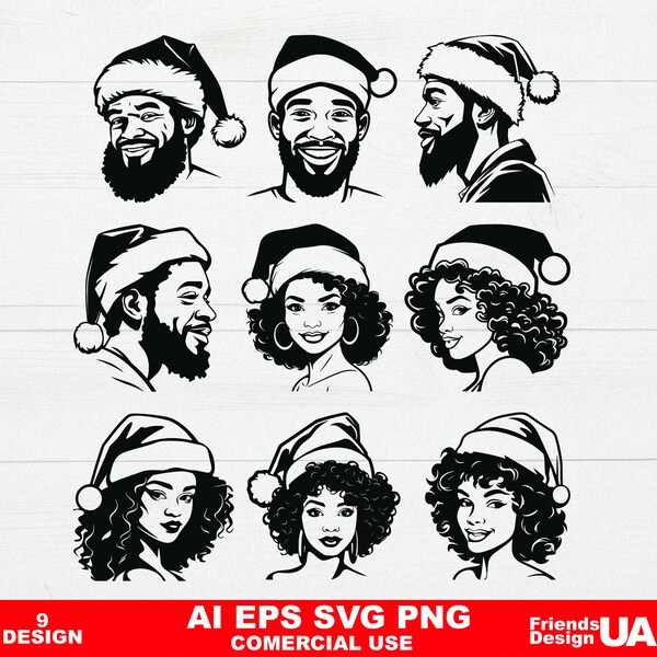 Black Santa Svg - Etsy