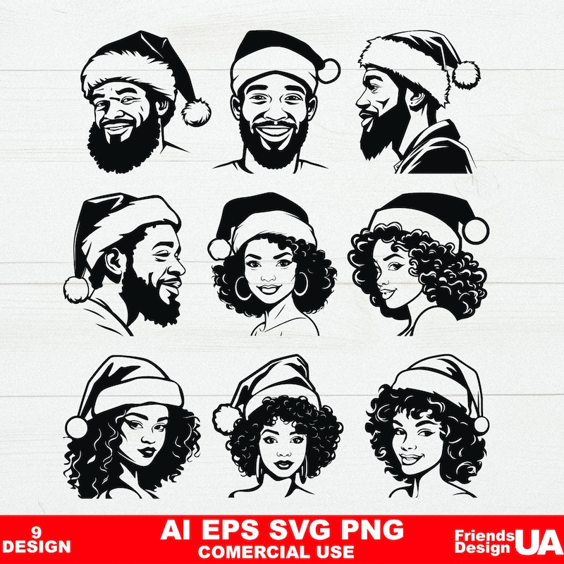 Black Santa Svg - Etsy