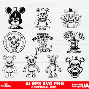 Fnaf Svg, Five Nights at Freddy's Set, Freddy's Svg, Freddy Fazbear's ...