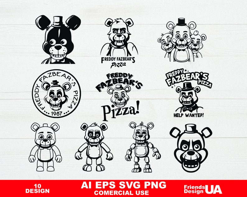 Fnaf Svg, Five Nights at Freddy's Set, Freddy's Svg, Freddy Fazbear's ...