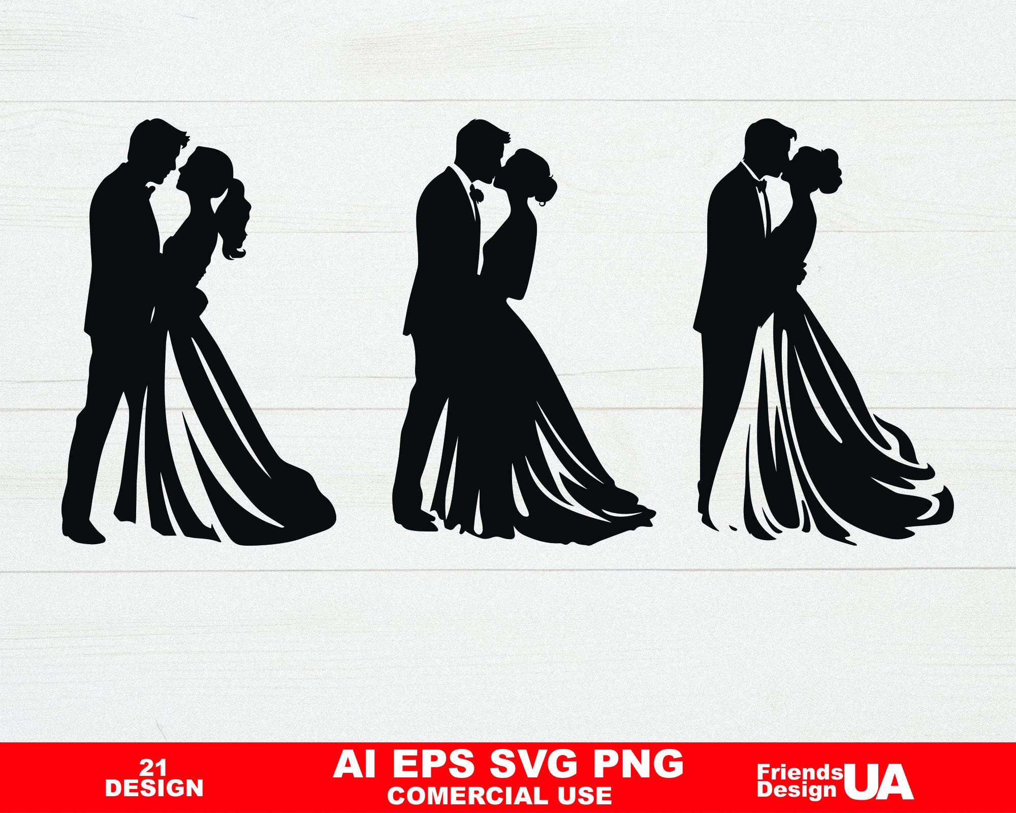 Wedding SVG 21 Pack, Bride and Groom SVG, Wedding Clipart, Newlyweds ...