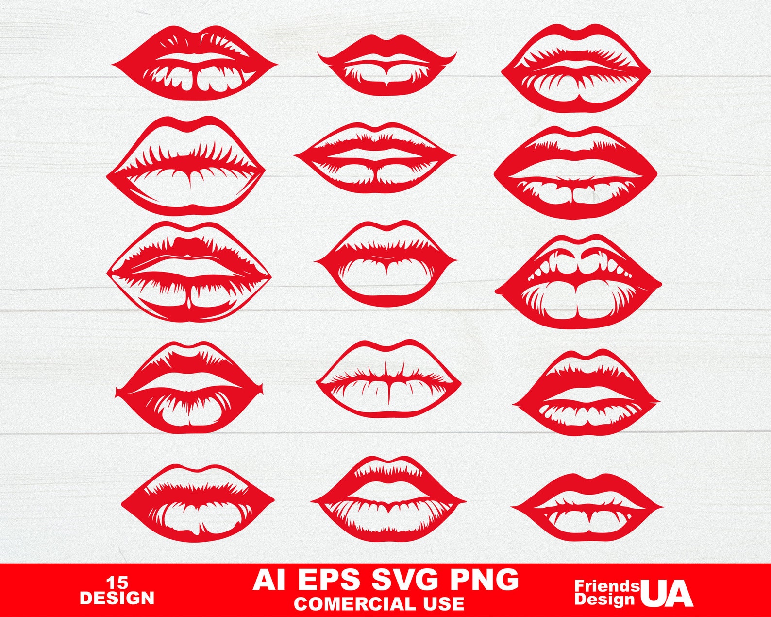 Red Lips SVG Pack, Lips SVG, Lipstick Svg, Kiss Svg, Lips, Valentines ...