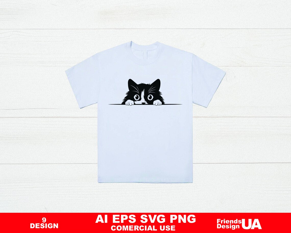 Peeking Cat SVG Clipart, Peeking Kitten Silhouette, Peeking Cats ...