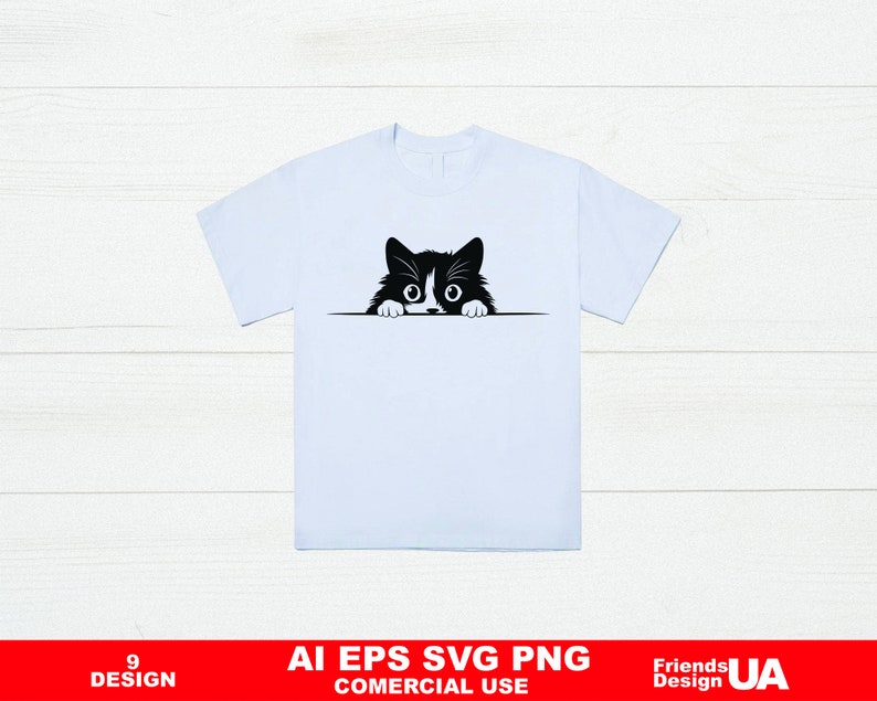 Peeking Cat SVG Clipart, Peeking Kitten Silhouette, Peeking Cats ...