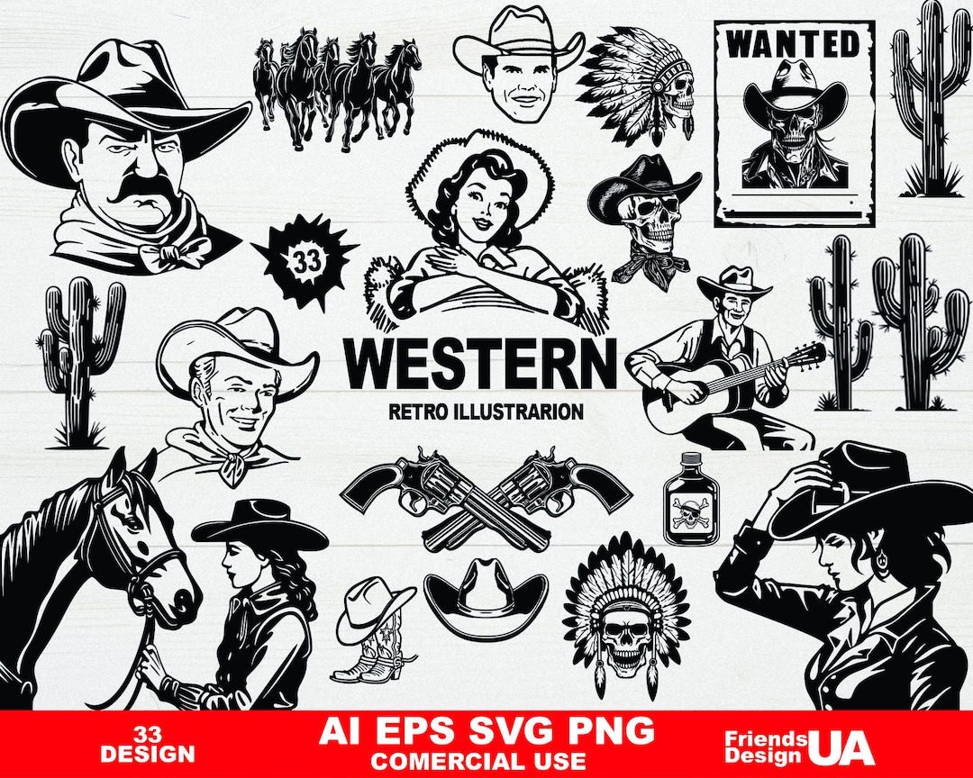 33 Western SVG Bundle, Wild West PNG, Cowboy SVG, Old West ...