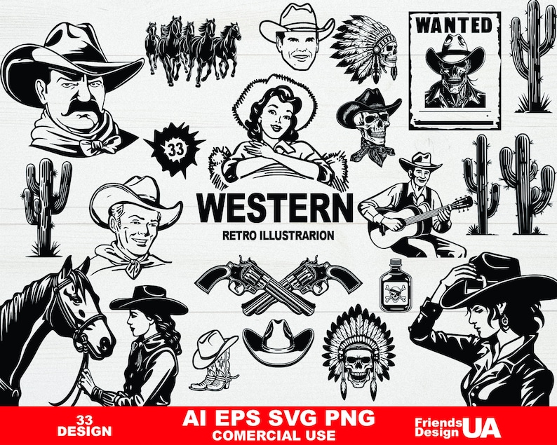 33 Western SVG Bundle, Wild West PNG, Cowboy SVG, Old West ...