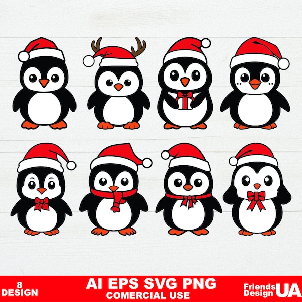 Christmas Penguin Svg - Etsy