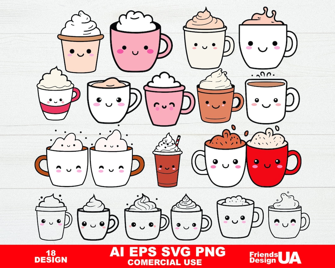 Cute Cups SVG, Cups SVG, Files for Cricut and Silhouette, Clipart ...