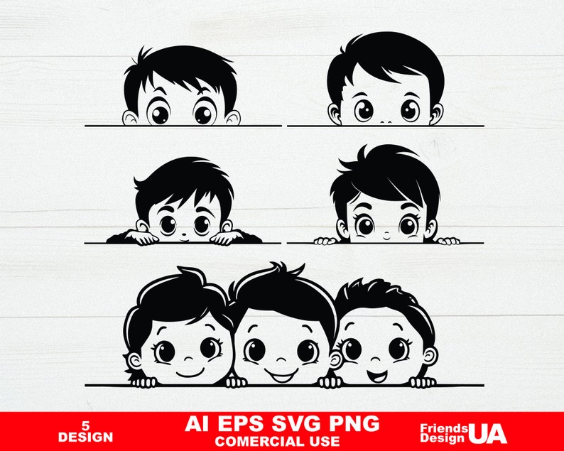 Peeking Kids SVG, Cuties SVG and Clipart Bundle, Baby Svg, Svg Cut File ...