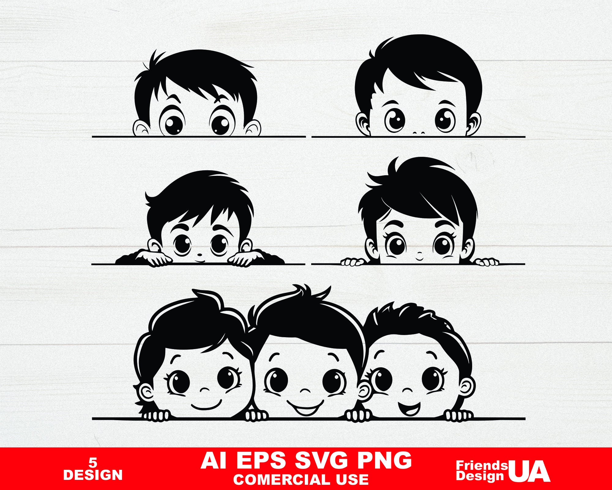 Peeking Kids SVG, Cuties SVG and Clipart Bundle, Baby Svg, Svg Cut File ...