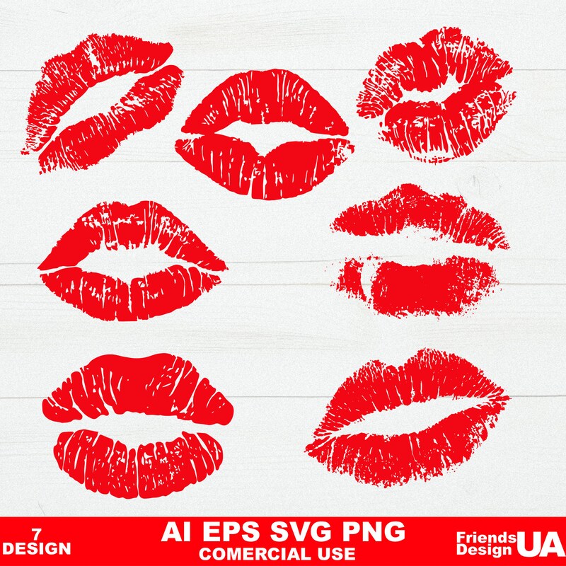 Kiss Lips Svg - Etsy