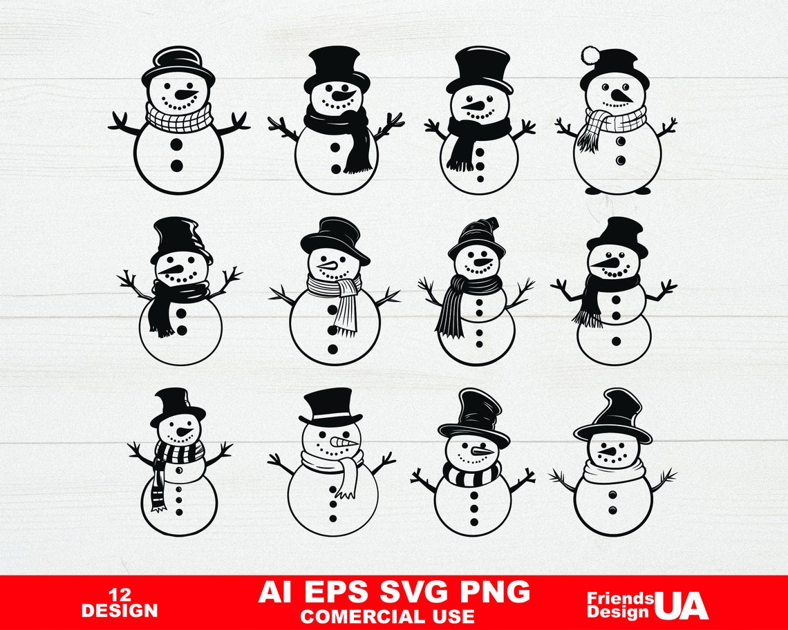 Snowman SVG, Christmas Svg, Snowman in Hat Svg, Christmas Snowman ...