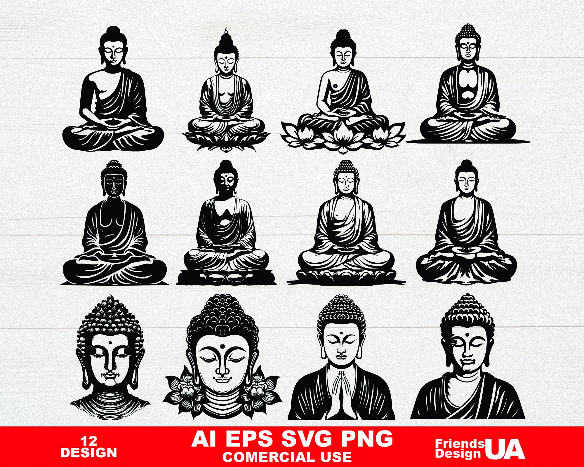 Buddha SVG Bundle, Buddha Png, Buddha Eps, Buddha Vector, Cut Files for ...