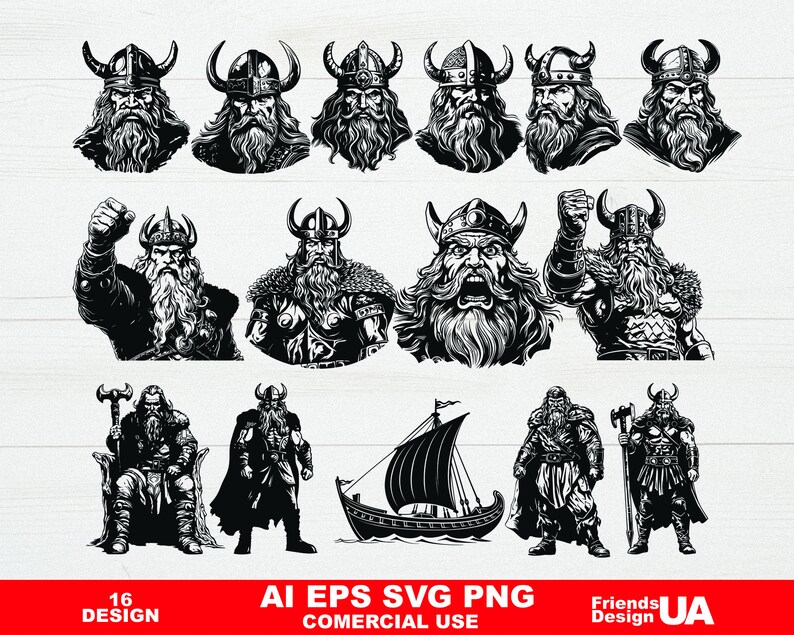 Viking SVG Pack, Viking PNG Bundle, Viking Clipart, Viking SVG Cut ...