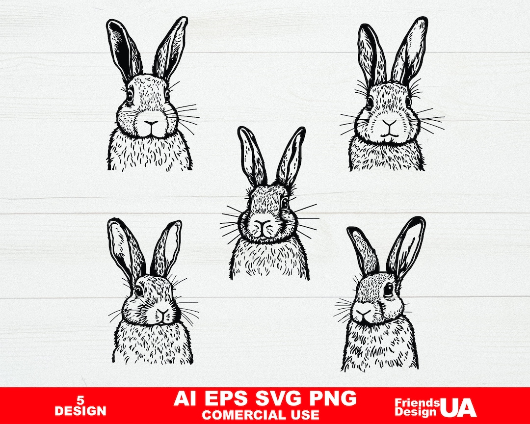 Rabbit Head SVG, Bunny Pack Svg, Rabbit Cricut, Rabbit Clipart, Rabbit ...