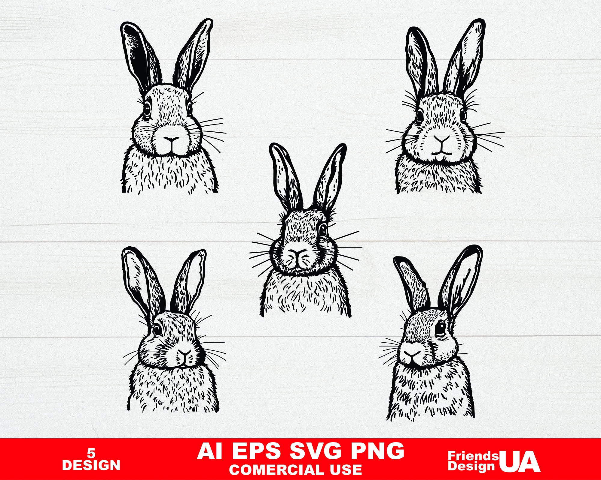 Rabbit Head SVG, Bunny Pack Svg, Rabbit Cricut, Rabbit Clipart, Rabbit ...