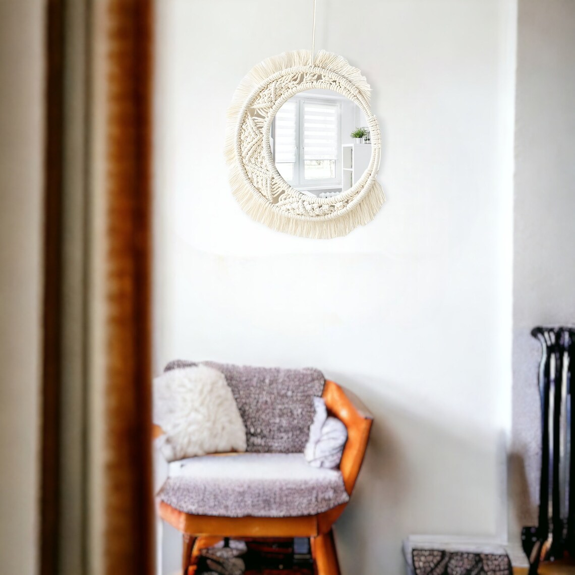 Macrame Mirror, Macrame Wall Hanging, Boho Home Decor, Headboard Decor ...