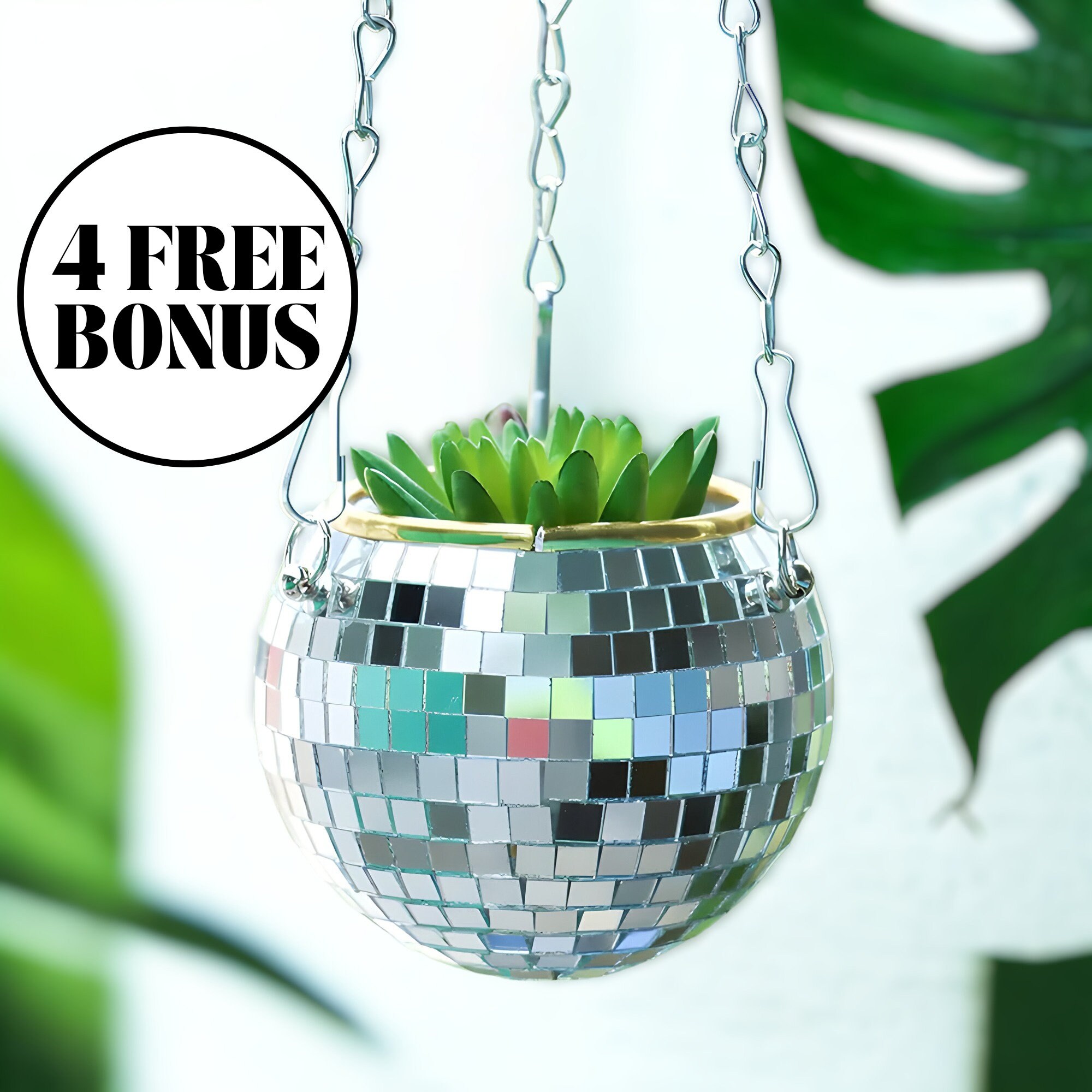 Disco Ball Plant Hanger, Hanging Plant Pot, Wall Hanging Planter, Disco ...