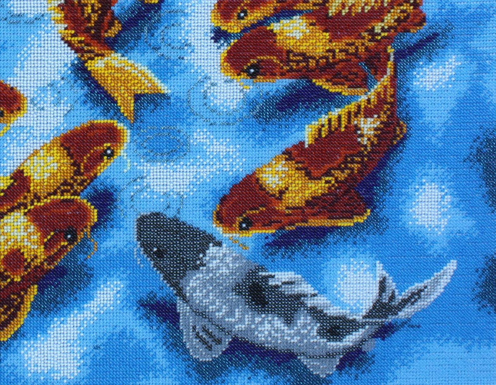 Elegant Koi Fish Wall Decor - Tranquil Embroidered Art in Stylish Frame ...