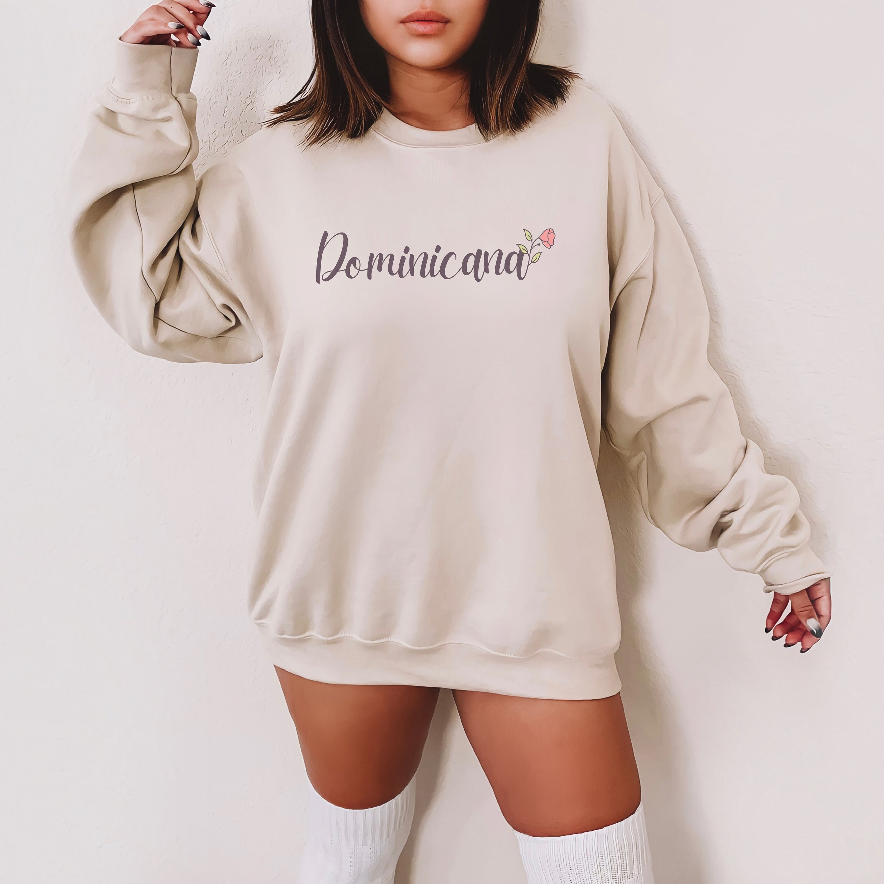 Dominicana Script Flower Sweatshirt, Dominican, Dominican Gift, Cute ...