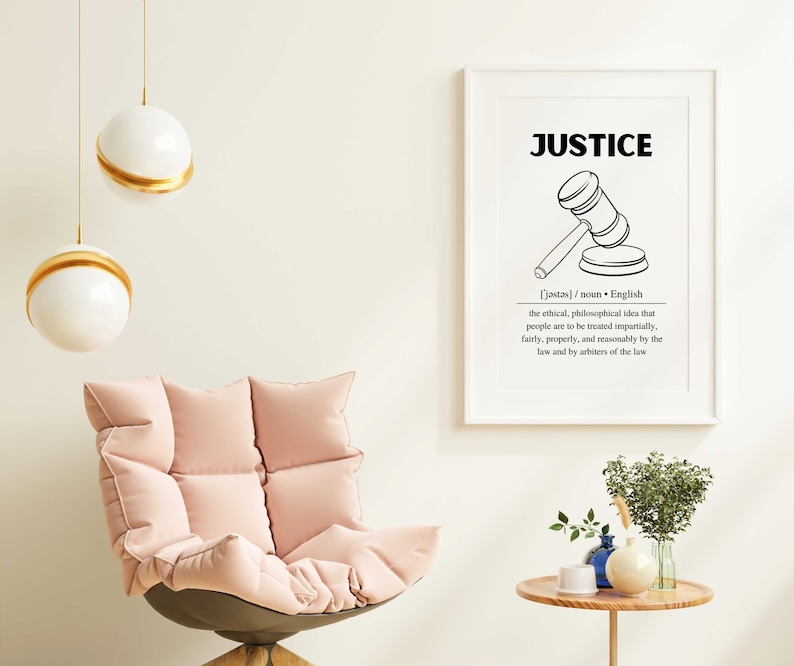 Justice Definition Print, Definition Wall Art, Lawyer Gift, Office ...