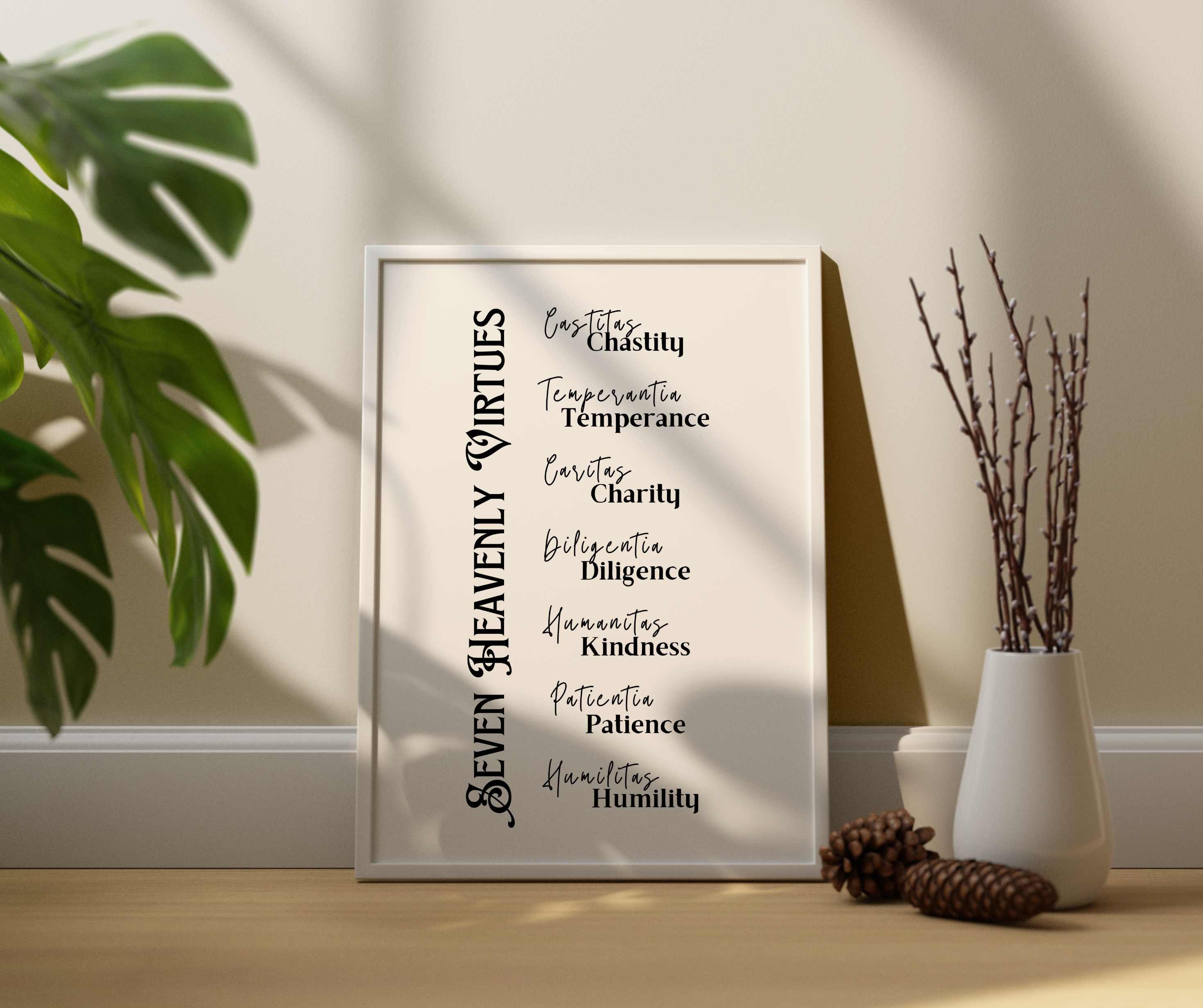 Seven Deadly Sins & Seven Heavenly Virtues Print, Biblical Illustration ...