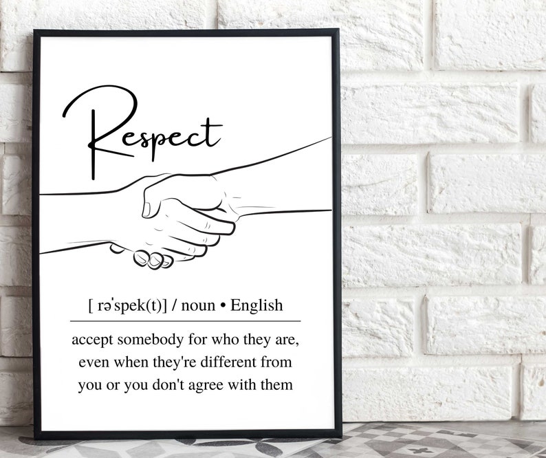 Respect Definition Print Positive Word Classroom Decor - Etsy