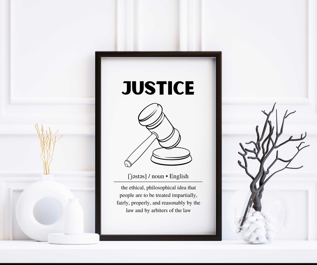 Justice Definition Print, Definition Wall Art, Lawyer Gift, Office ...
