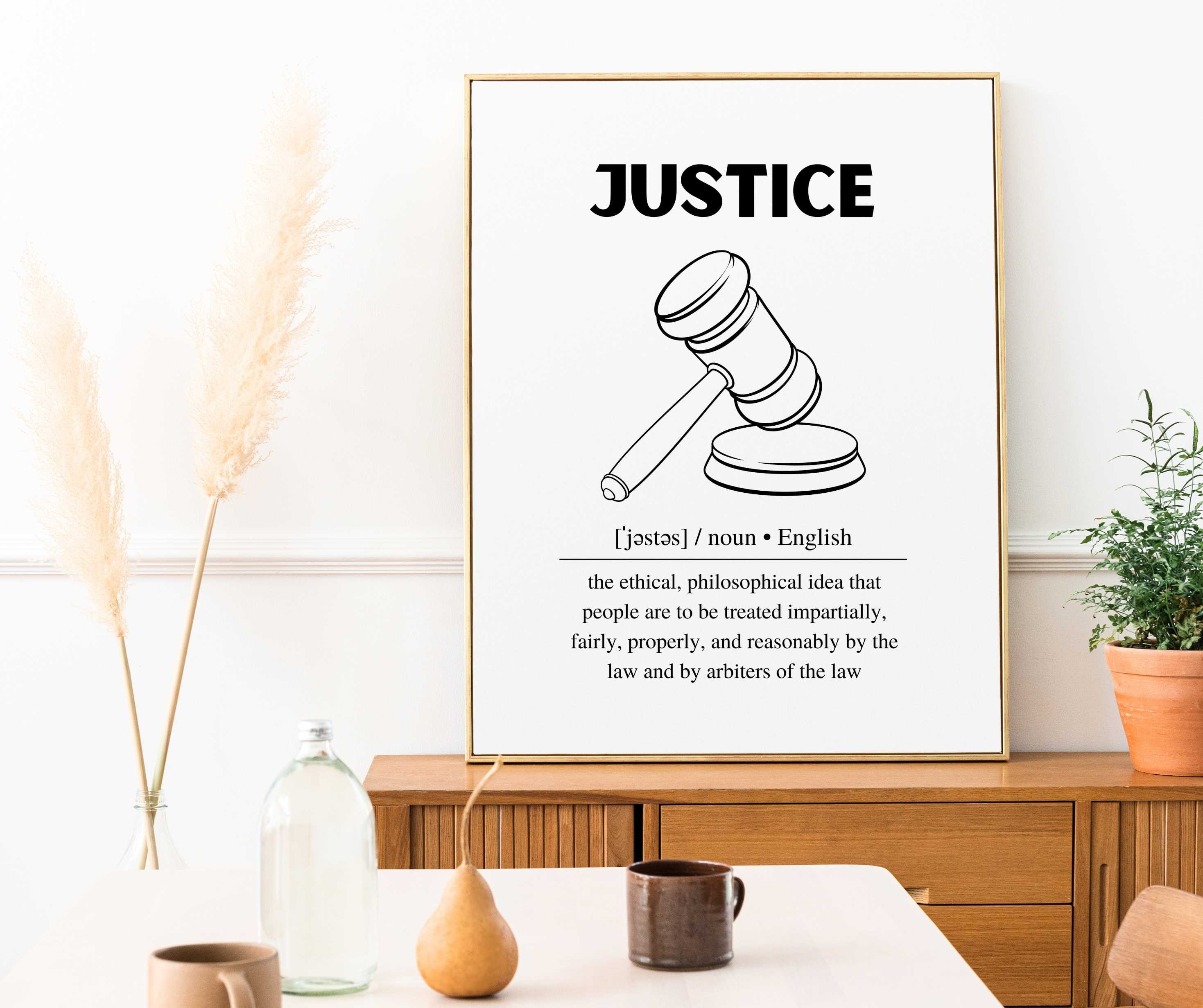 Justice Definition Print, Definition Wall Art, Lawyer Gift, Office ...