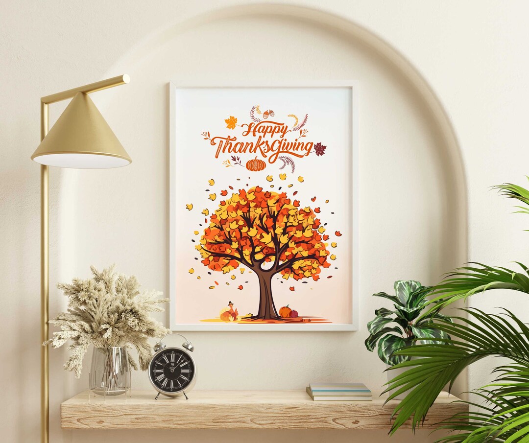 Happy Thanksgiving Tree Poster Happy Thanksgiving - Etsy