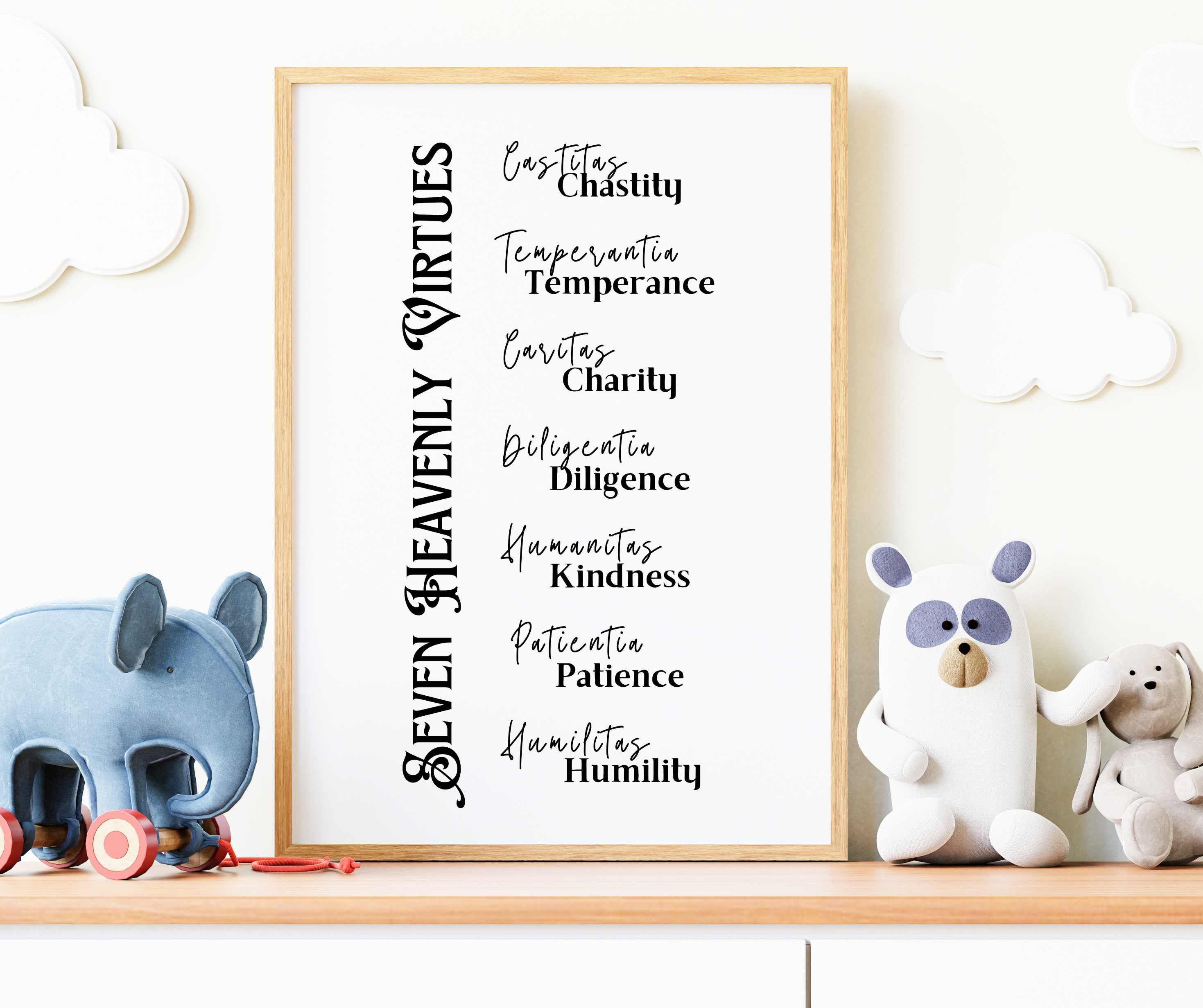 Seven Deadly Sins & Seven Heavenly Virtues Print, Biblical Illustration ...