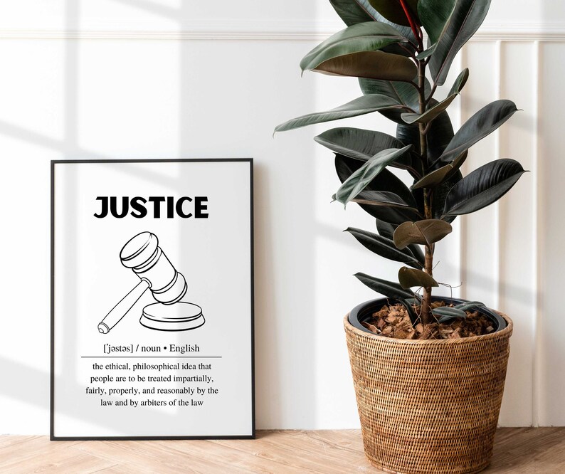 Justice Definition Print, Definition Wall Art, Lawyer Gift, Office ...