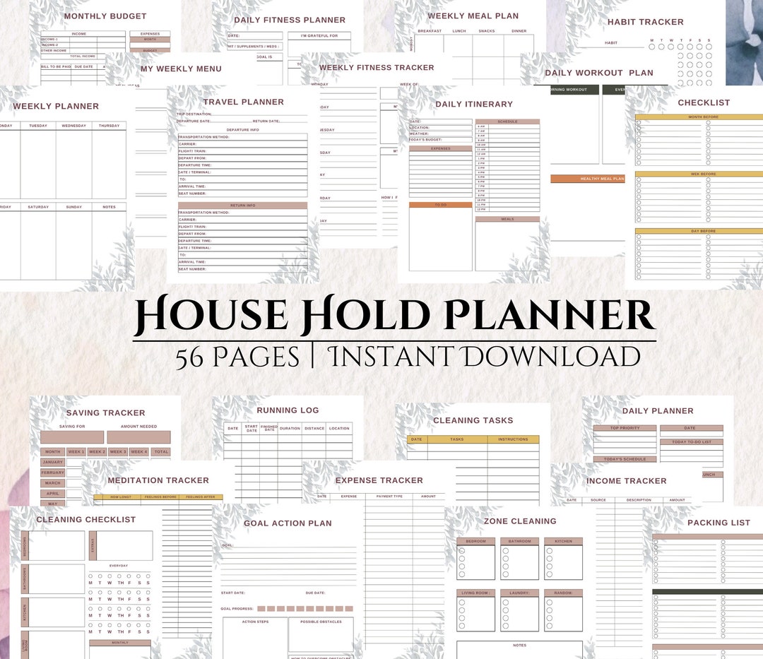 Household Planner | Printable Household Planner ADHD | Household Budget ...