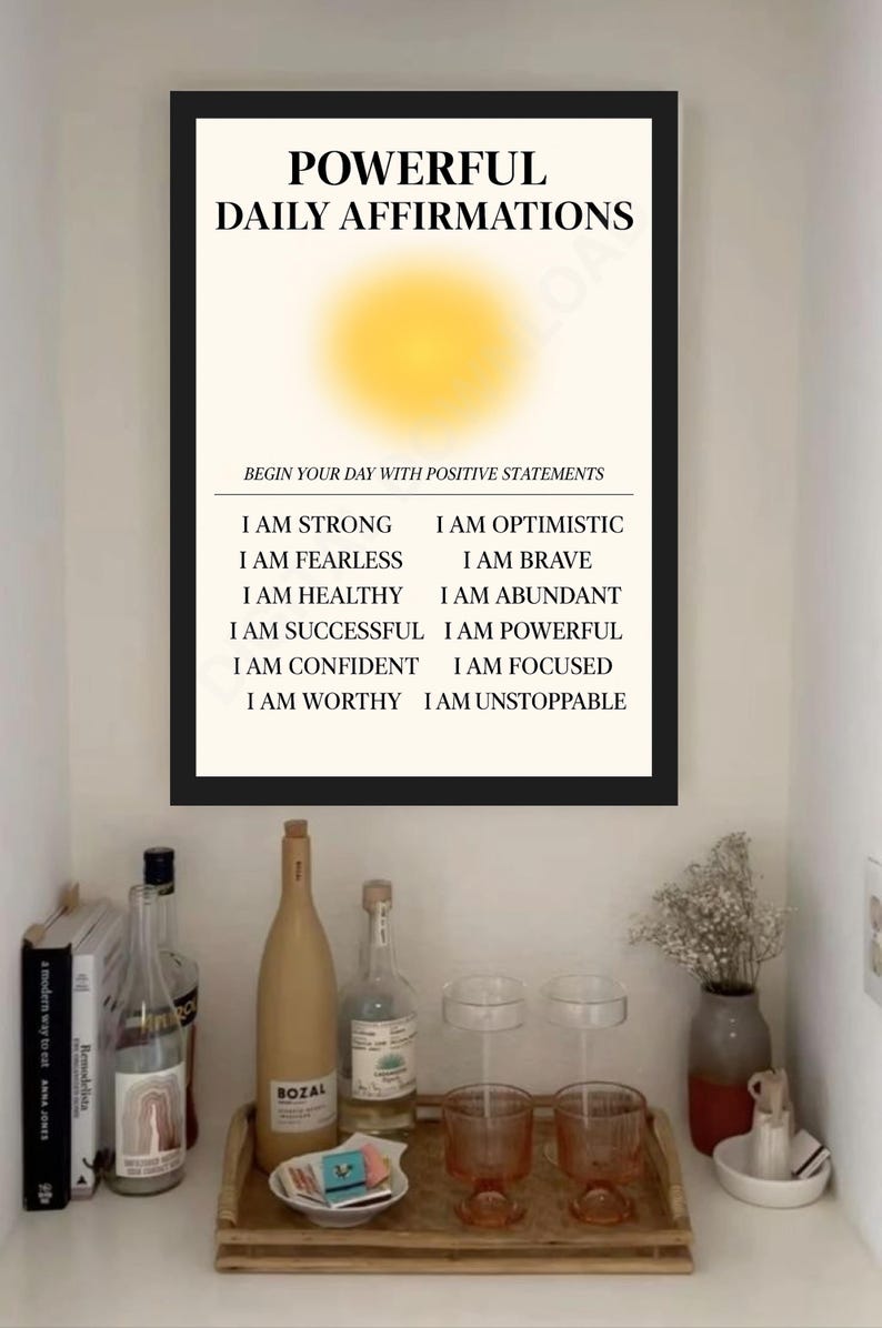 Daily Affirmations Aura Poster, Affirmation Print, Mental Health Poster ...