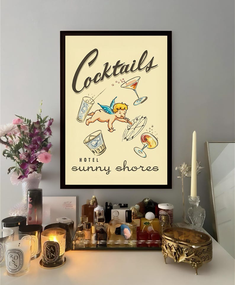 Printable Vintage Bar Poster, Printable Wall Art, Angel Poster Art Wall ...