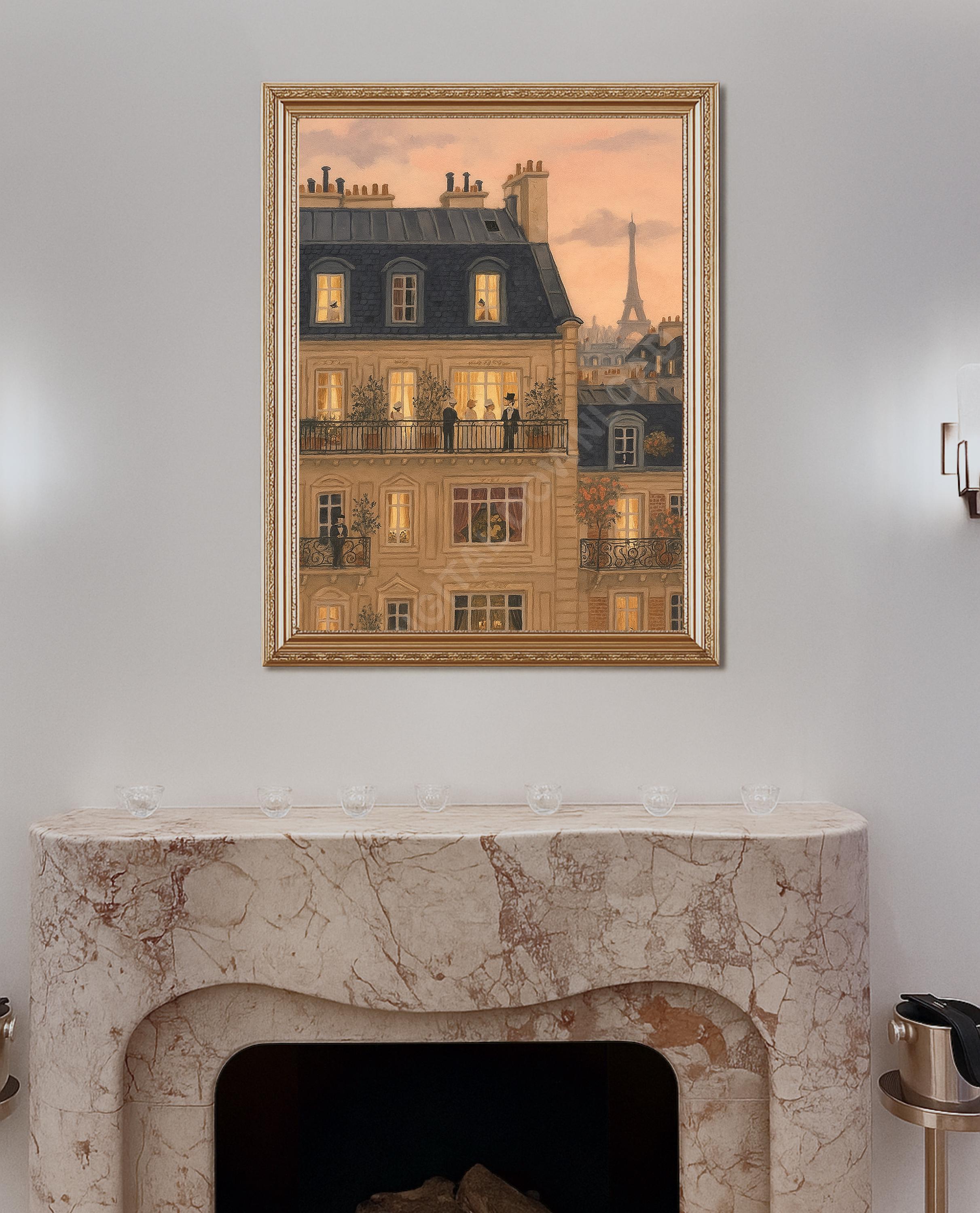 Paris Cityscape Oil Painting Art Print Cafe Watercolor Art European ...