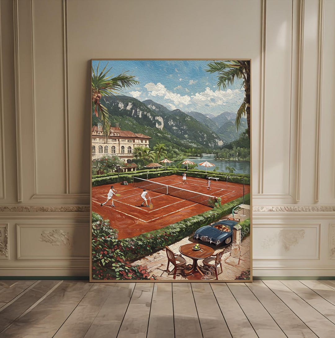 Vintage Tennis Court Print Country Club Aesthetic Tennis Lover Gift ...
