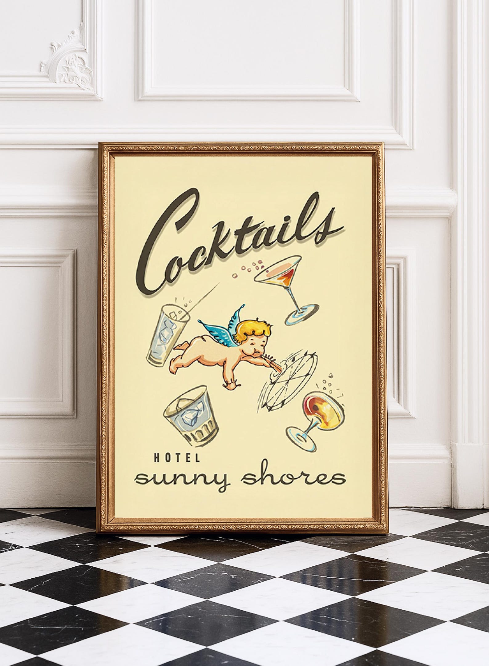 Printable Vintage Bar Poster, Printable Wall Art, Angel Poster Art Wall ...