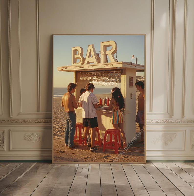 Vintage Beach Bar Print Retro Photography Print Edgy Dorm Decor Summer ...