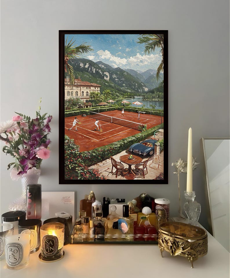 Vintage Tennis Court Print Country Club Aesthetic Tennis Lover Gift ...