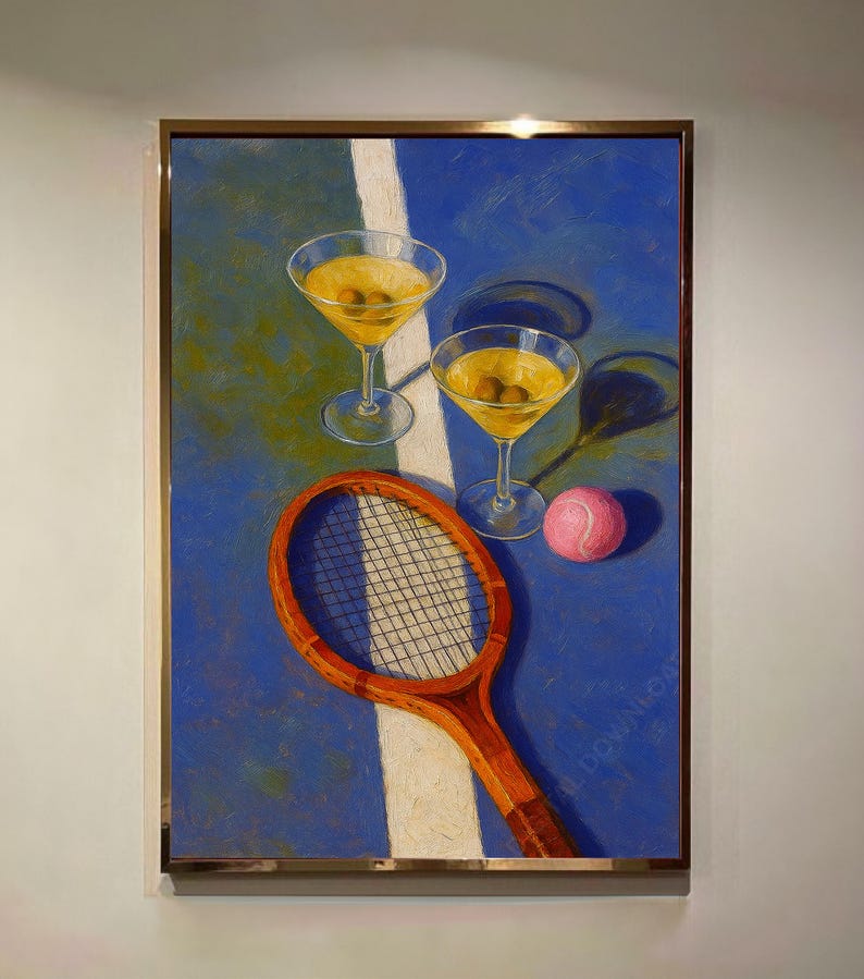 Tennis Print Country Club Aesthetic Fun Drinks Print Martini Wall Art ...