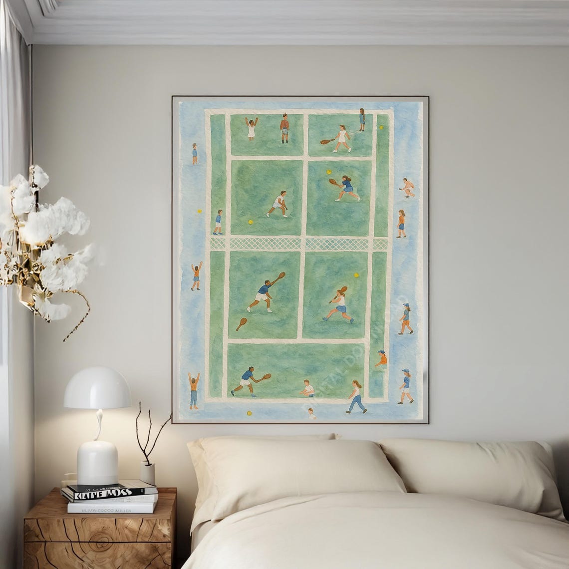 Tennis Print Sporty Wall Art Watercolor Trendy Art Prints Green Wall ...