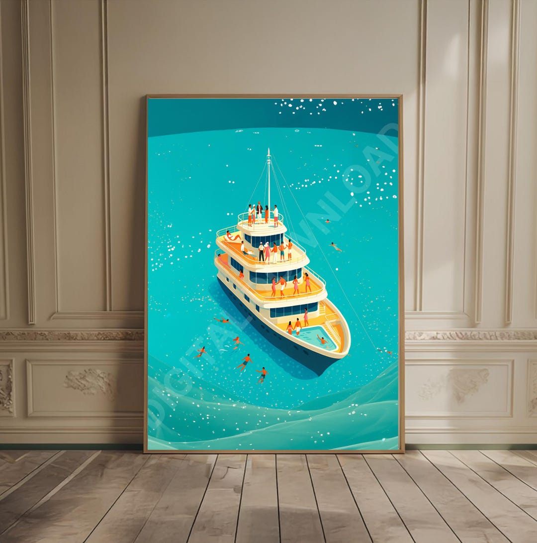 Luxury Yacht Print Luxurious Boat Print Sailing Wall Art Old Money ...