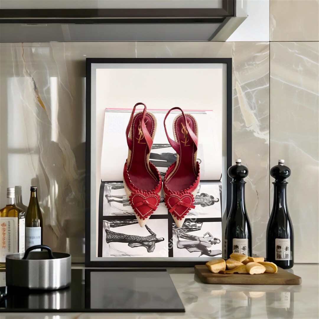 Red Heels Print Saint Laurent Poster Luxury Fashion Print Ysl Chic Dorm ...
