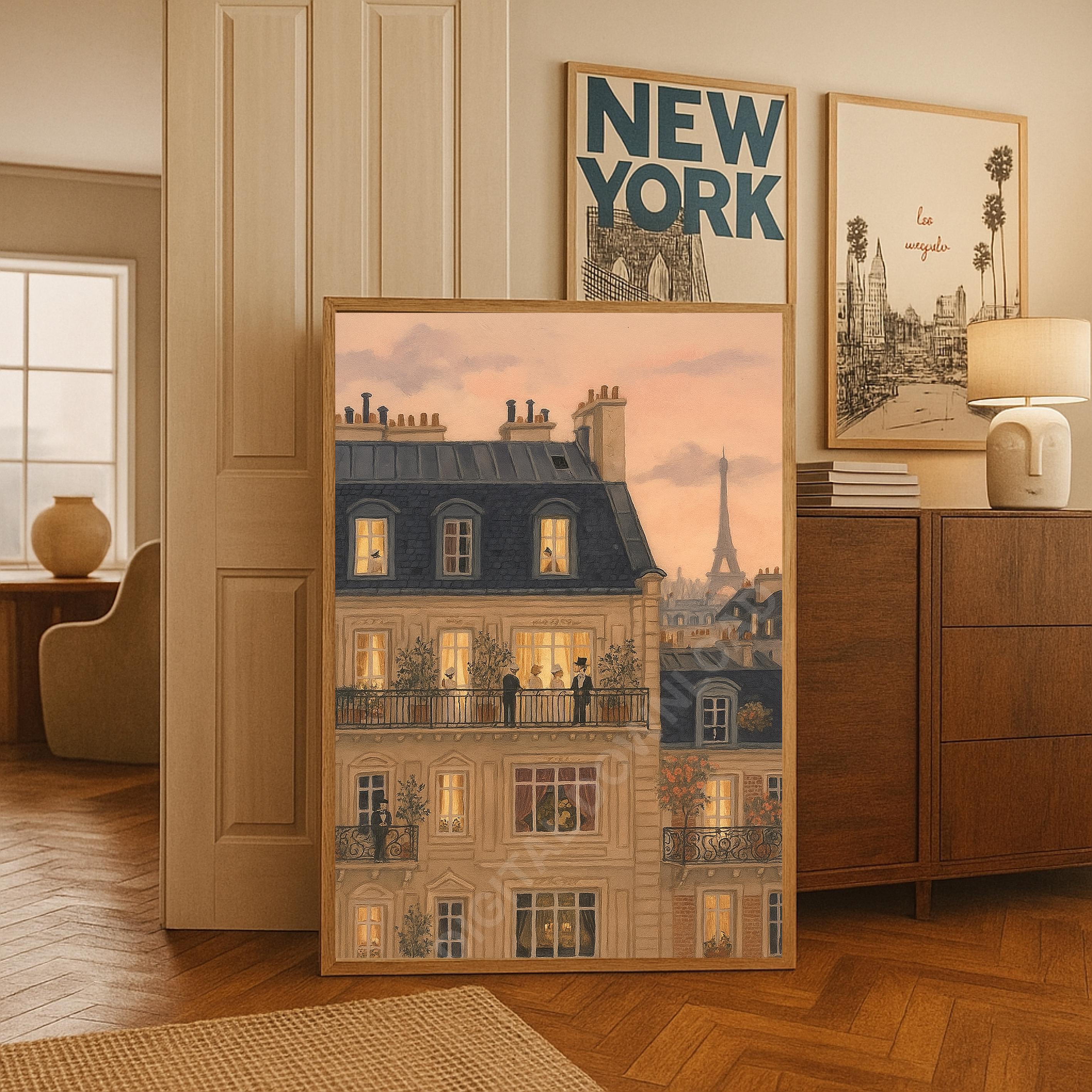 Paris Cityscape Oil Painting Art Print Cafe Watercolor Art European ...