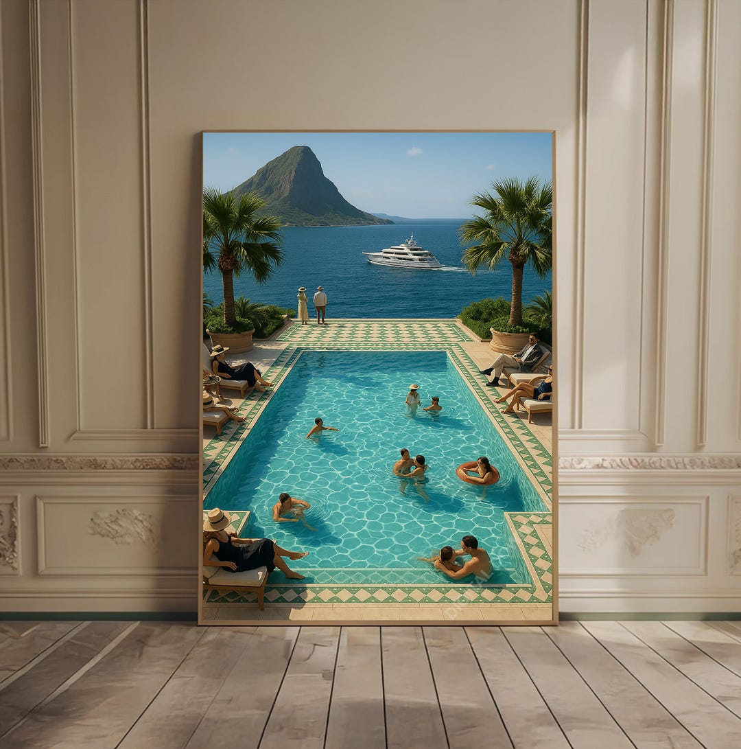 Swimming Pool Print Pool Illustration Swimming Pool Vacation Poster ...
