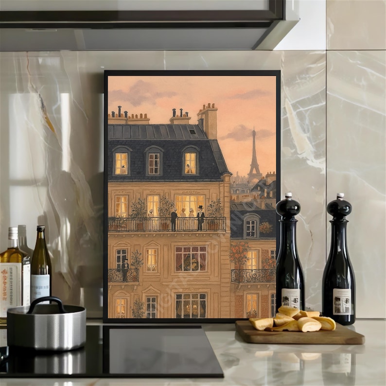 Paris Cityscape Oil Painting Art Print Cafe Watercolor Art European ...