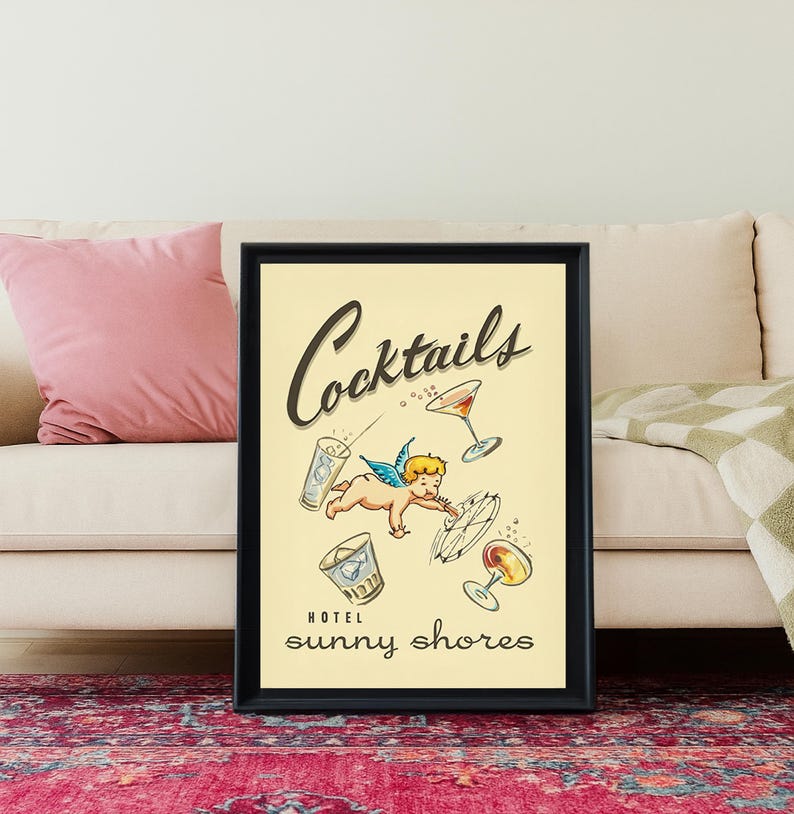 Printable Vintage Bar Poster, Printable Wall Art, Angel Poster Art Wall ...