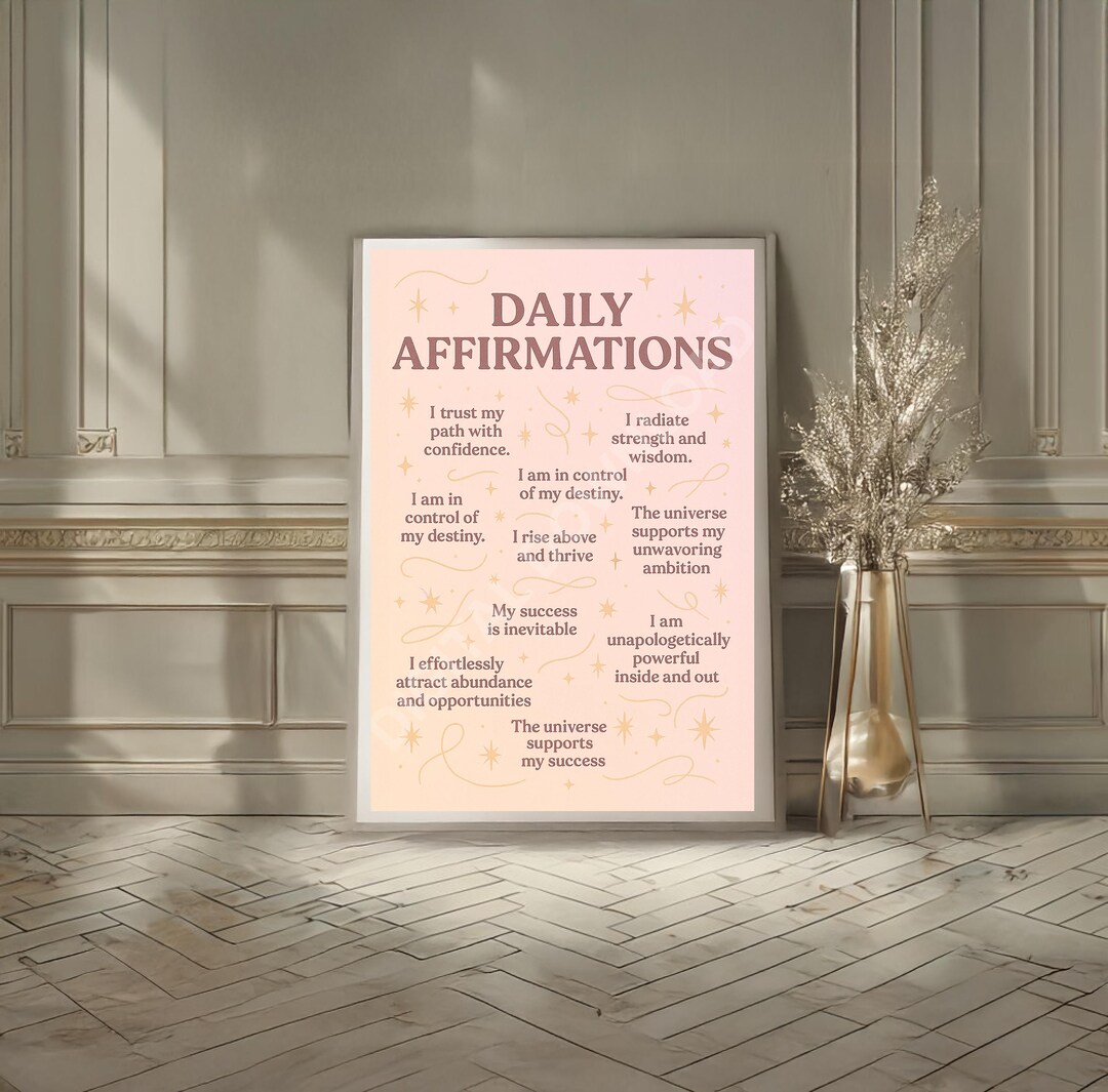 Daily Affirmations Print Pink Aura Print Positive Daily Reminder Poster ...